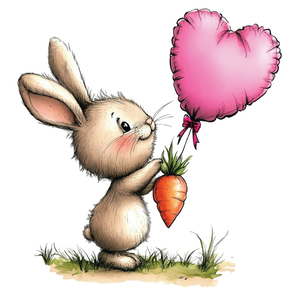 Rabbit Bunny Heart 100% Cotton Fabric Panel Block AD556 – Saphie's Fabrics