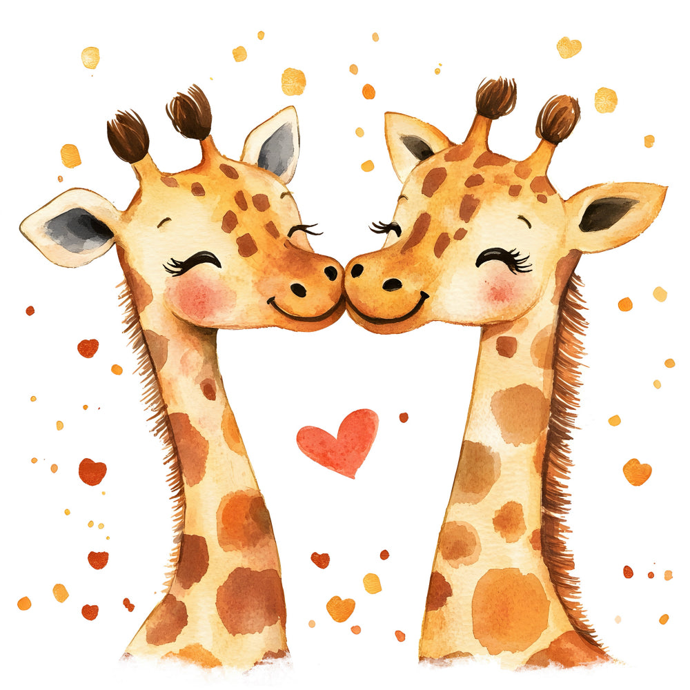 Giraffes With Heart 100% Cotton Fabric Panel Block AD737 – Saphie's Fabrics