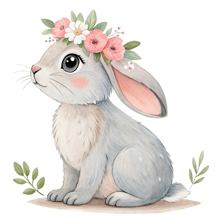 Floral Bunny Rabbit 100% Cotton Fabric Panel Block FLIP-AE148 – Saphie ...