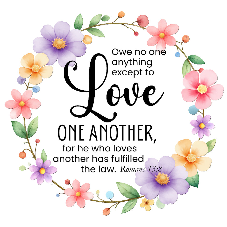 Romans 13:8 Verse Scripture 100% Cotton Fabric Panel Block AE927 ...