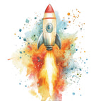 Rocket Ship 100% Cotton Fabric Panel Block AH192 – Saphie's Fabrics