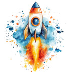 Rocket Ship 100% Cotton Fabric Panel Block AH197 – Saphie's Fabrics