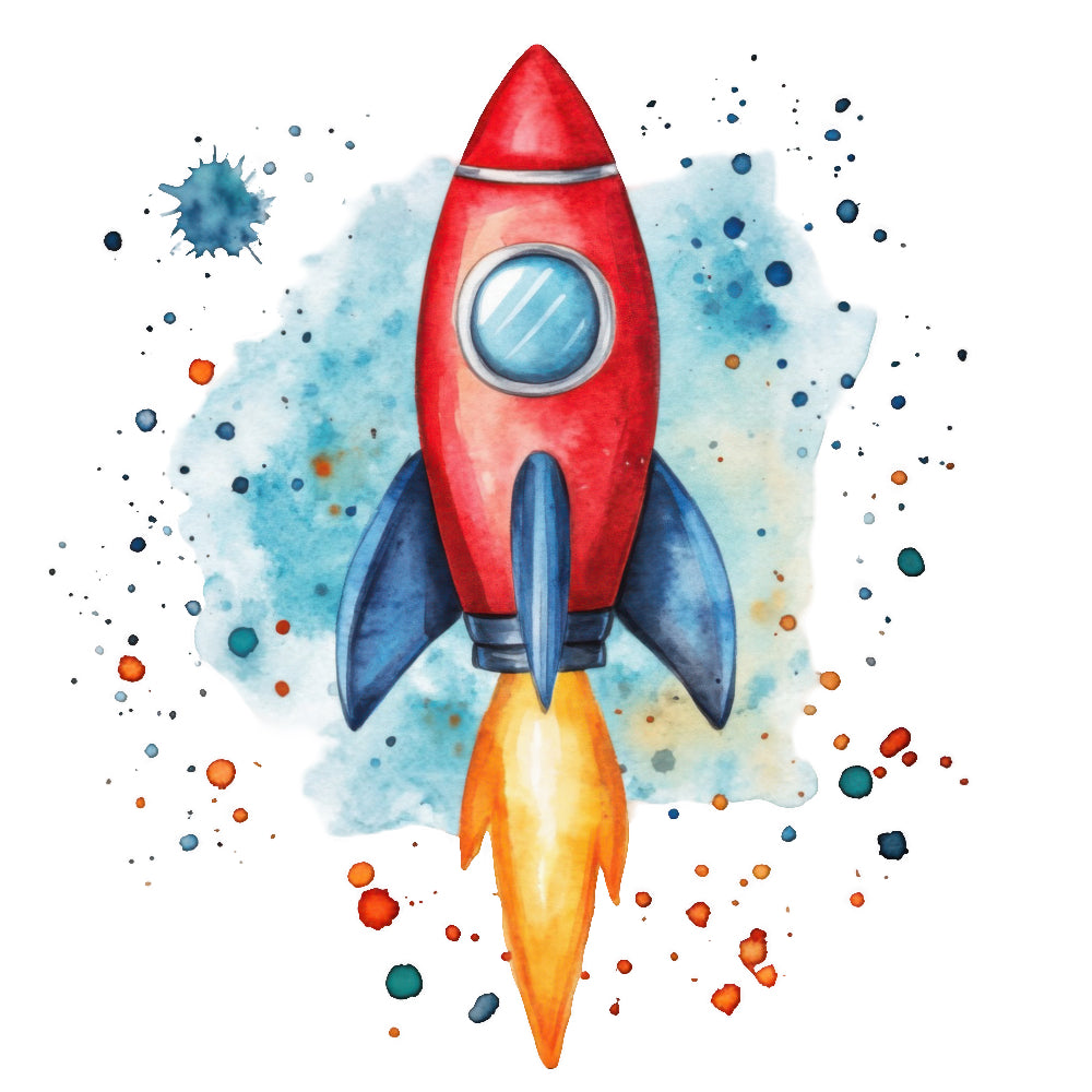 Rocket Ship 100% Cotton Fabric Panel Block AH213 – Saphie's Fabrics