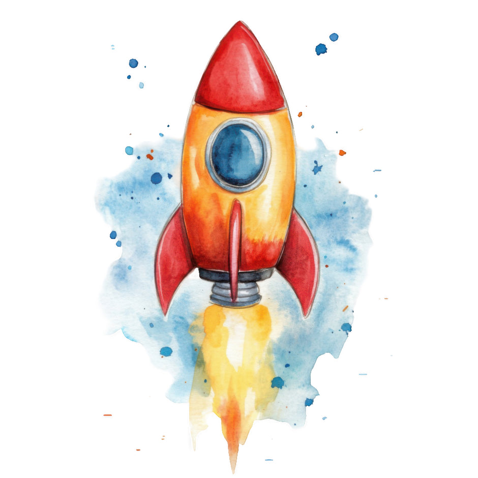 Rocket Ship 100% Cotton Fabric Panel Block AH214 – Saphie's Fabrics