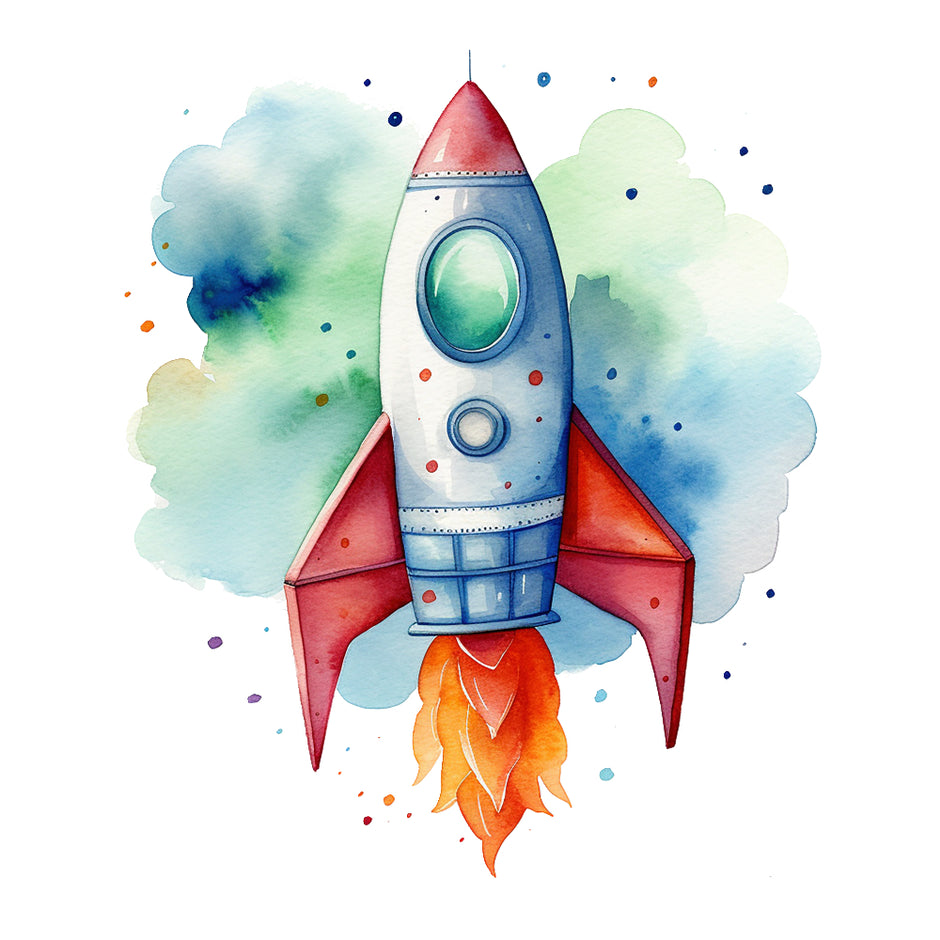 Rocket Ship 100% Cotton Fabric Panel Block AH223 – Saphie's Fabrics