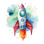 Rocket Ship 100% Cotton Fabric Panel Block AH223 – Saphie's Fabrics