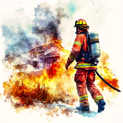 Firefighter Fireman 100% Cotton Fabric Panel Block CC194 – Saphie's Fabrics