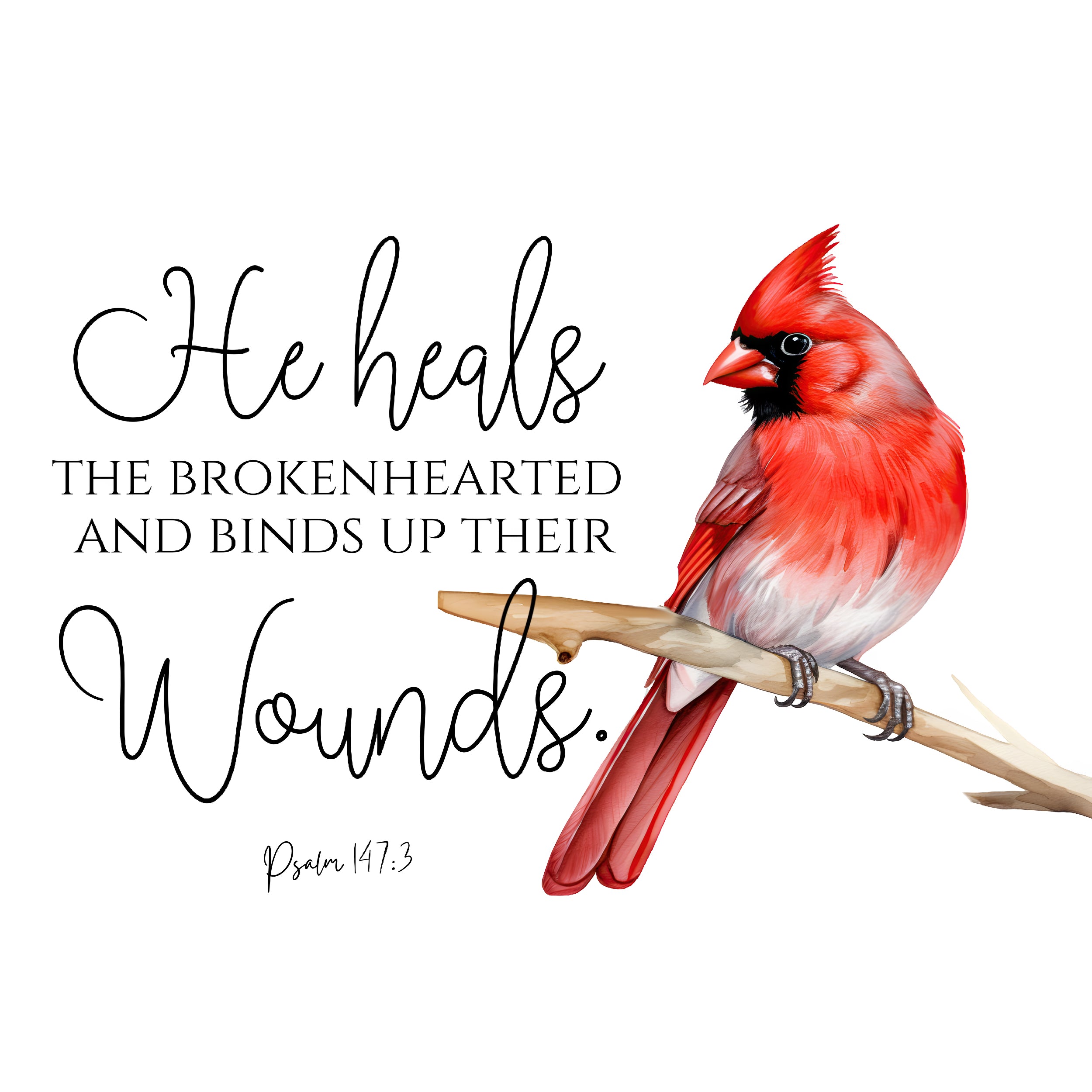 Bible Verse Psalm 147:3 Scripture 100% Cotton Fabric Panel Block | Qui ...