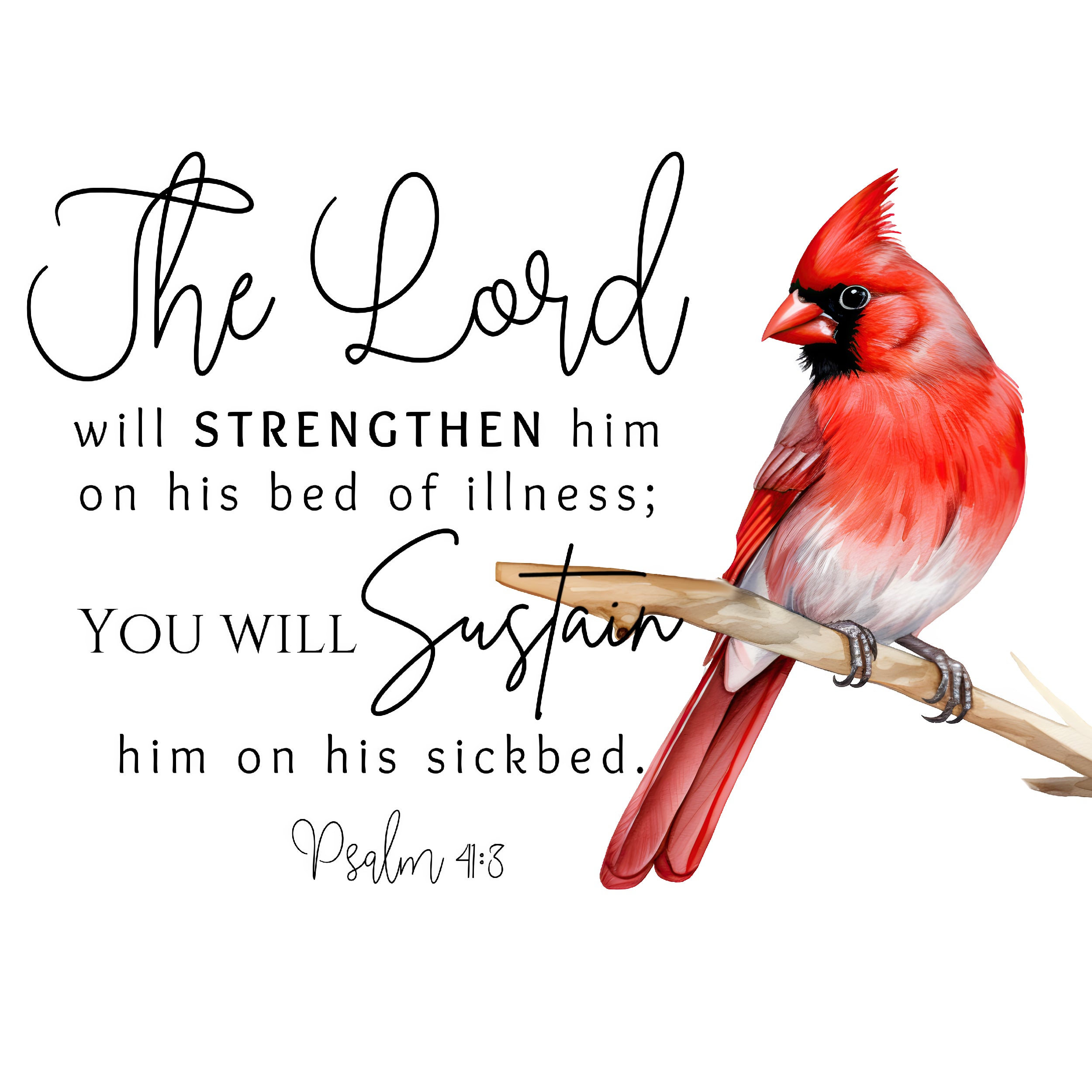 Bible Verse Psalm 41:3 Scripture 100% Cotton Fabric Panel Block | Quil ...