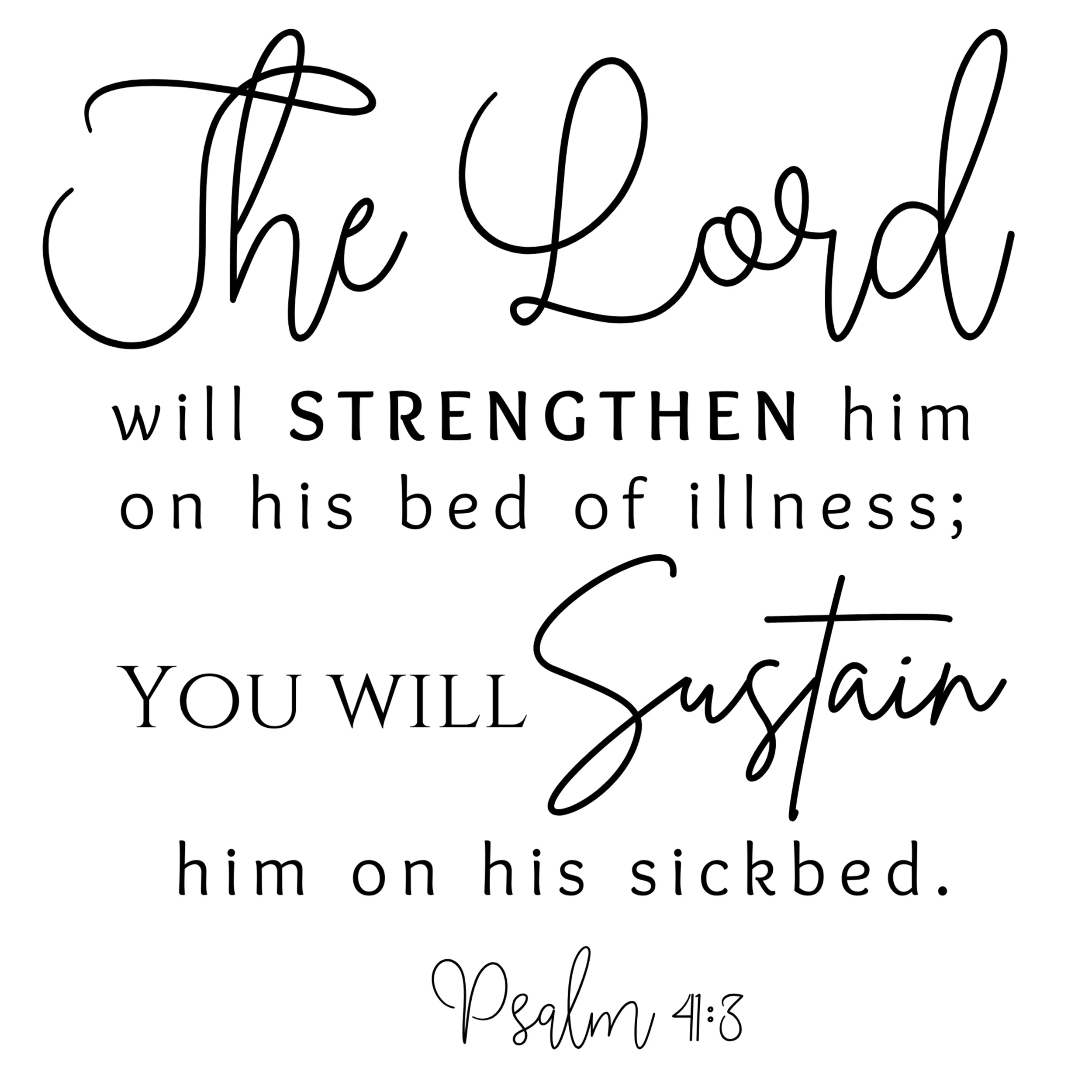 Psalm 41:3 Scripture 100% Cotton Fabric Panel Block | Quilting Sewing ...