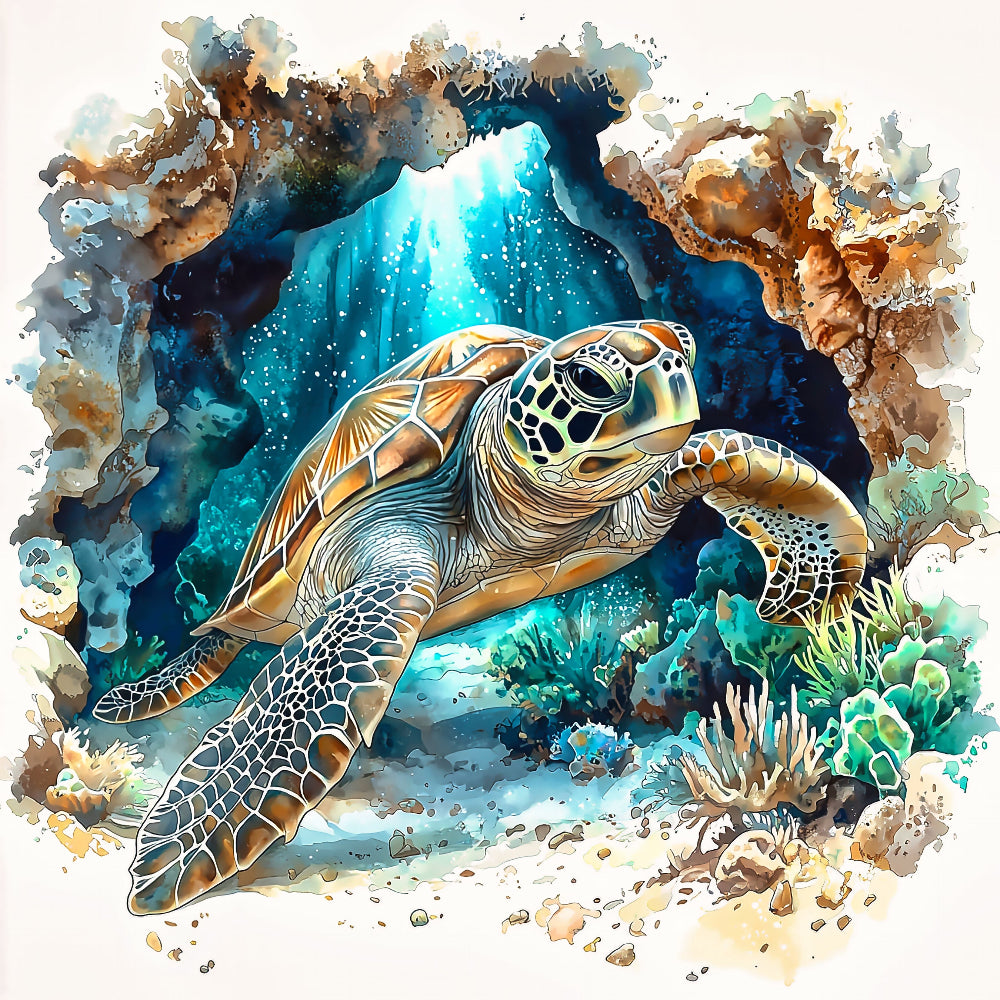 Sea Turtle 100% Cotton Fabric Panel Block | Quilting Sewing Square L41 ...