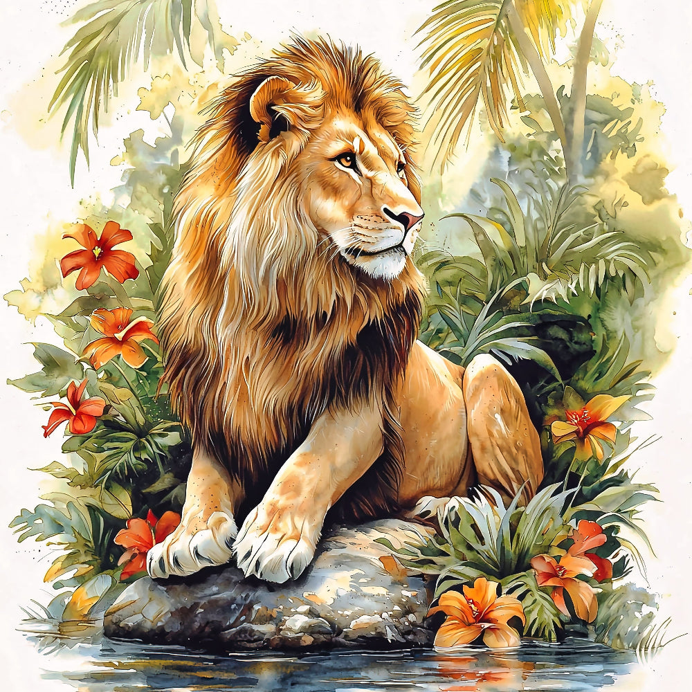 Lion 100% Cotton Fabric Panel Block | Quilting Sewing Square L4208 ...