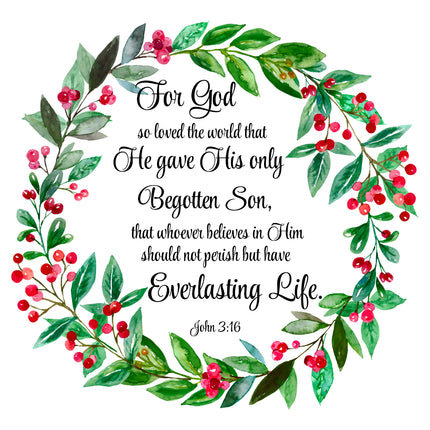 John 3:16 Bible Verse Scripture 100% Cotton Fabric Panel Block P136 ...