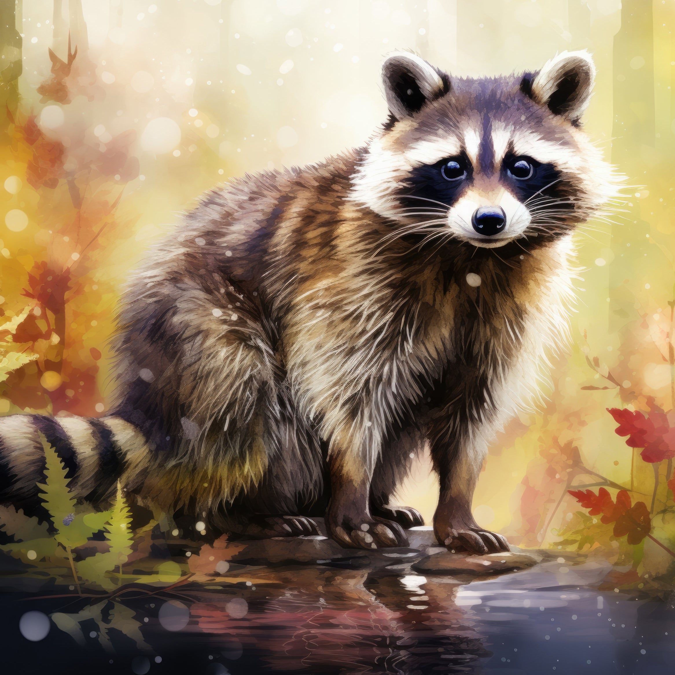 Raccoon 100% Cotton Fabric Panel Block | Quilting Sewing Square Q110 ...