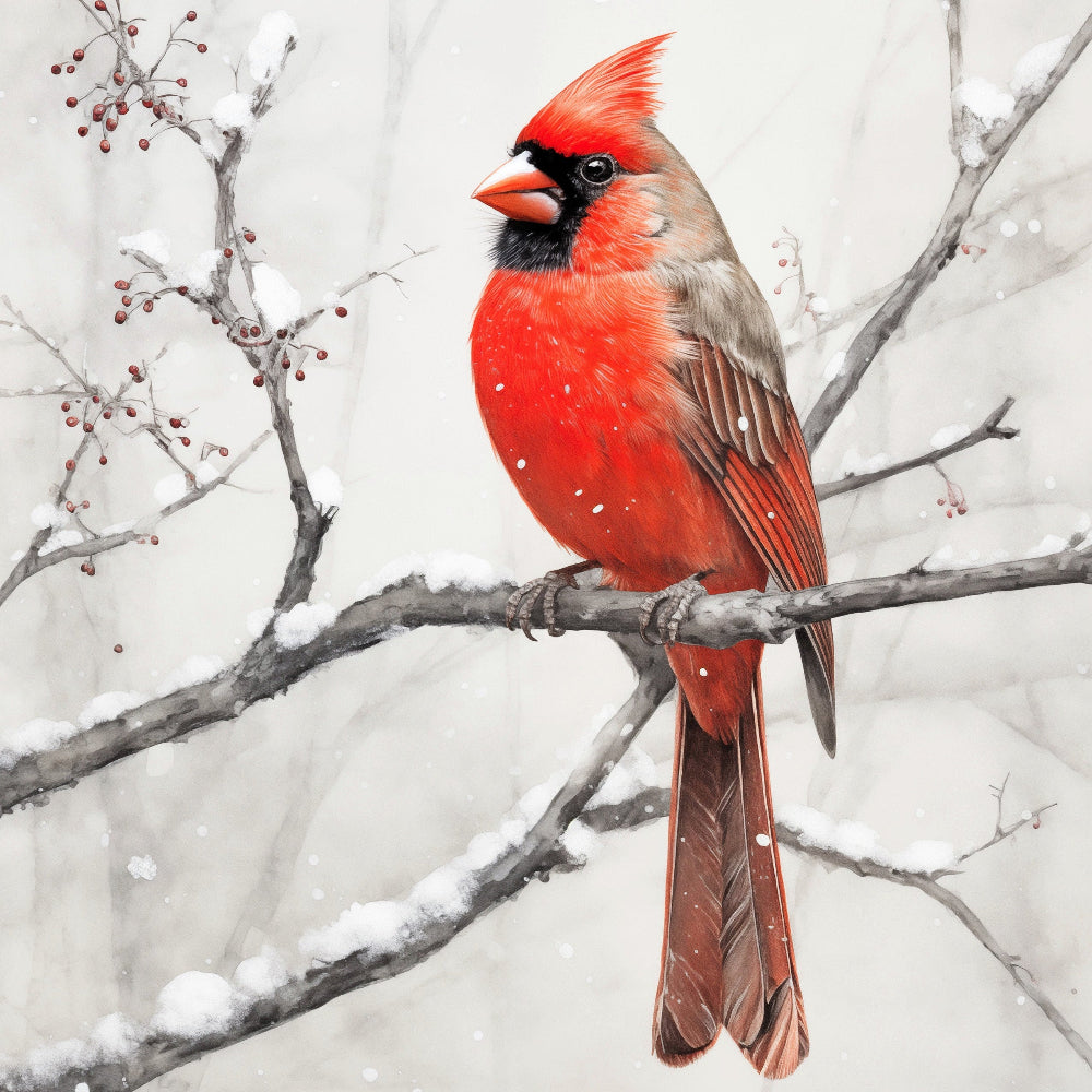 Winter Cardinal 100% Cotton Fabric Panel Block | Quilting Sewing Squar ...