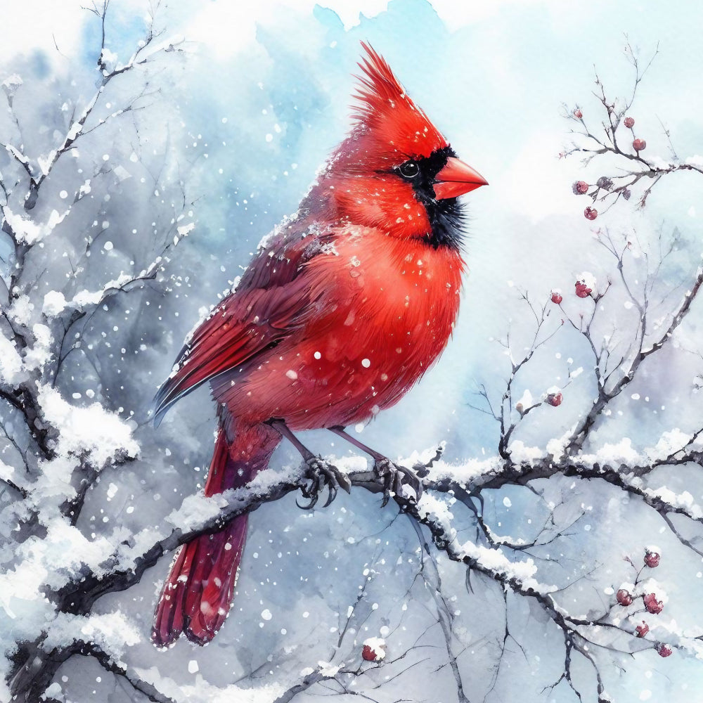 Winter Cardinal 100% Cotton Fabric Panel Block | Quilting Sewing Squar ...